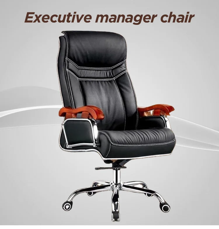 Modern Genuine Leather Office Chairs Luxury Adjustable Recliner Swivel ...