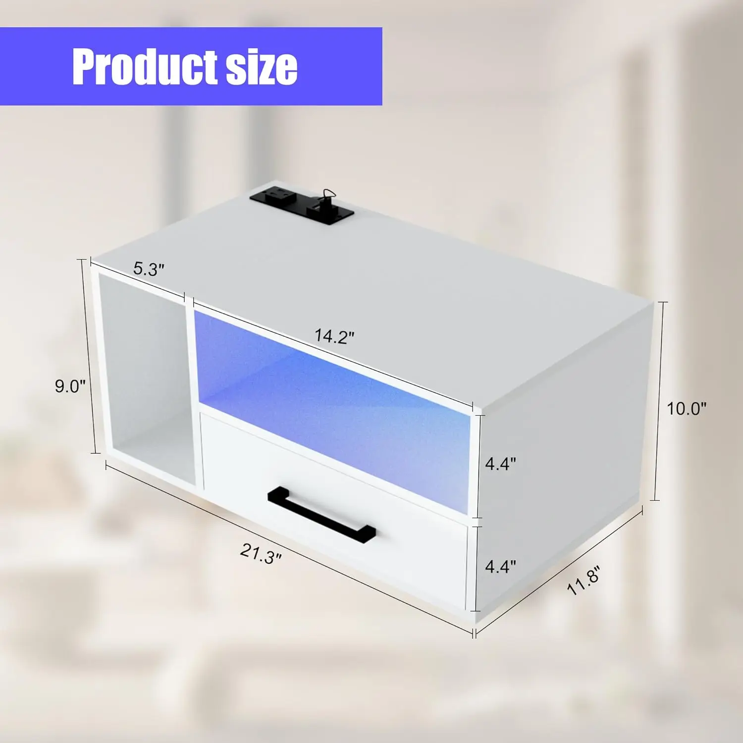 Smart Floating Nightstand - Modern Bedside Table with LED