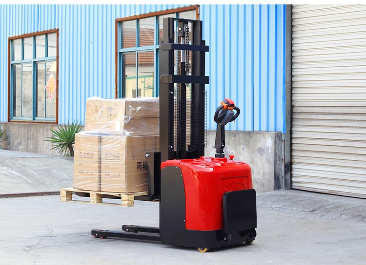 1000kg 2000kg Full Electric Pallet Stacker Stand Drive Stacker Factory ...
