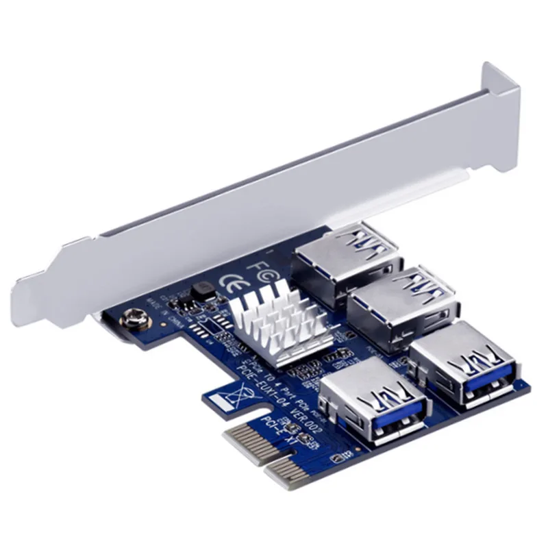 PCIE Extension Cable 1 to 4 PCI-E 1X to 4 Ports PCI-E USB3.0 Graphics ...
