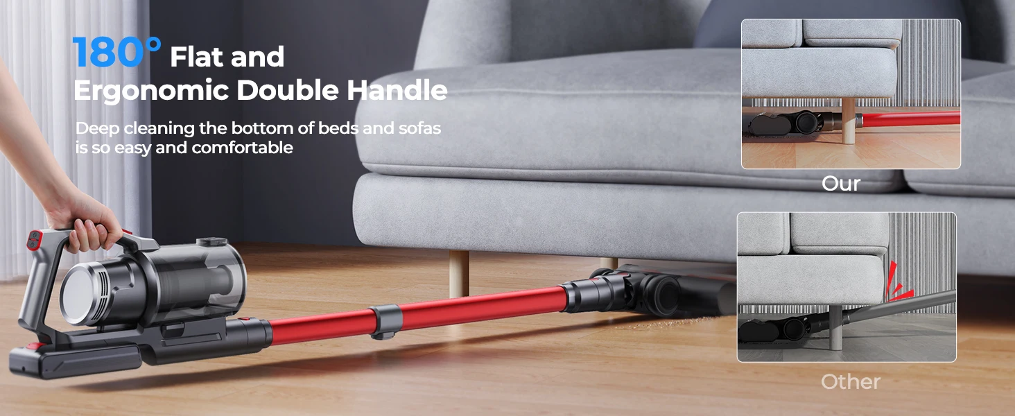 33kpa Powerful Suction Stick Vacuum 55mins Runtime Detachable Battery ...