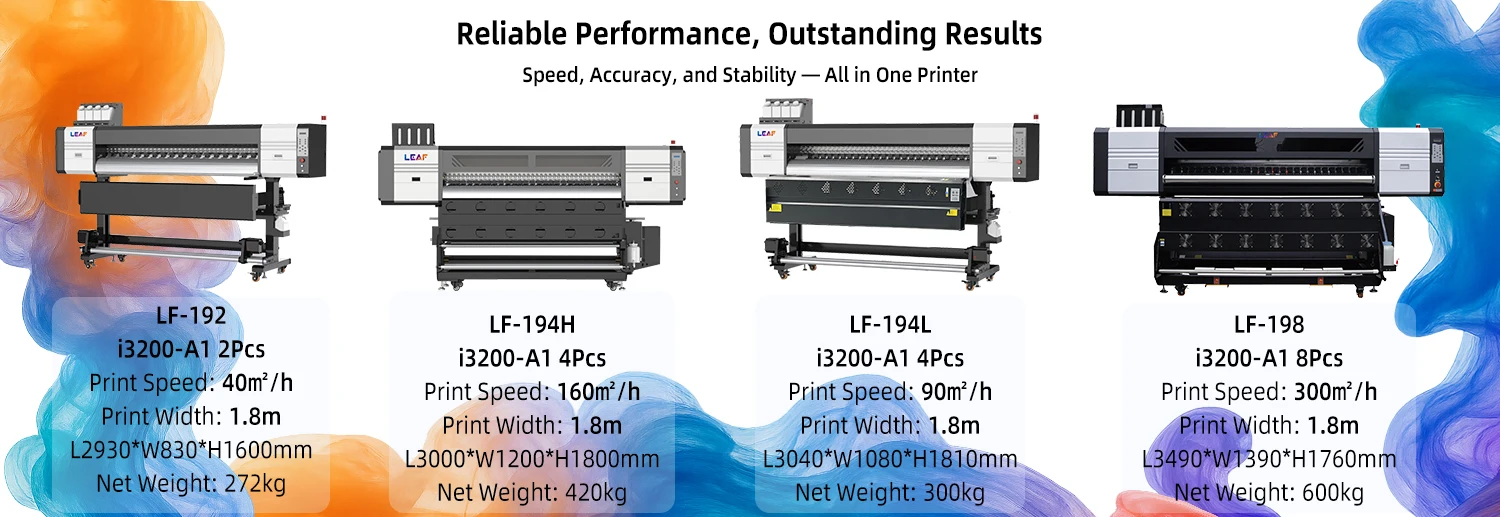 LEAF 4 Heads Inkjet Printers Roll to Roll Curtain Garment Printing ...