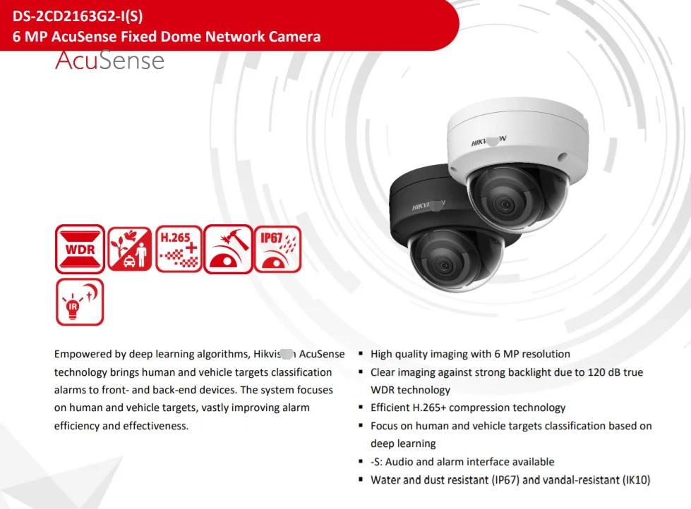 Hik Ds-2cd2163g2-is Original Genuine 6mp Acusense Vandal Fixed Dome ...