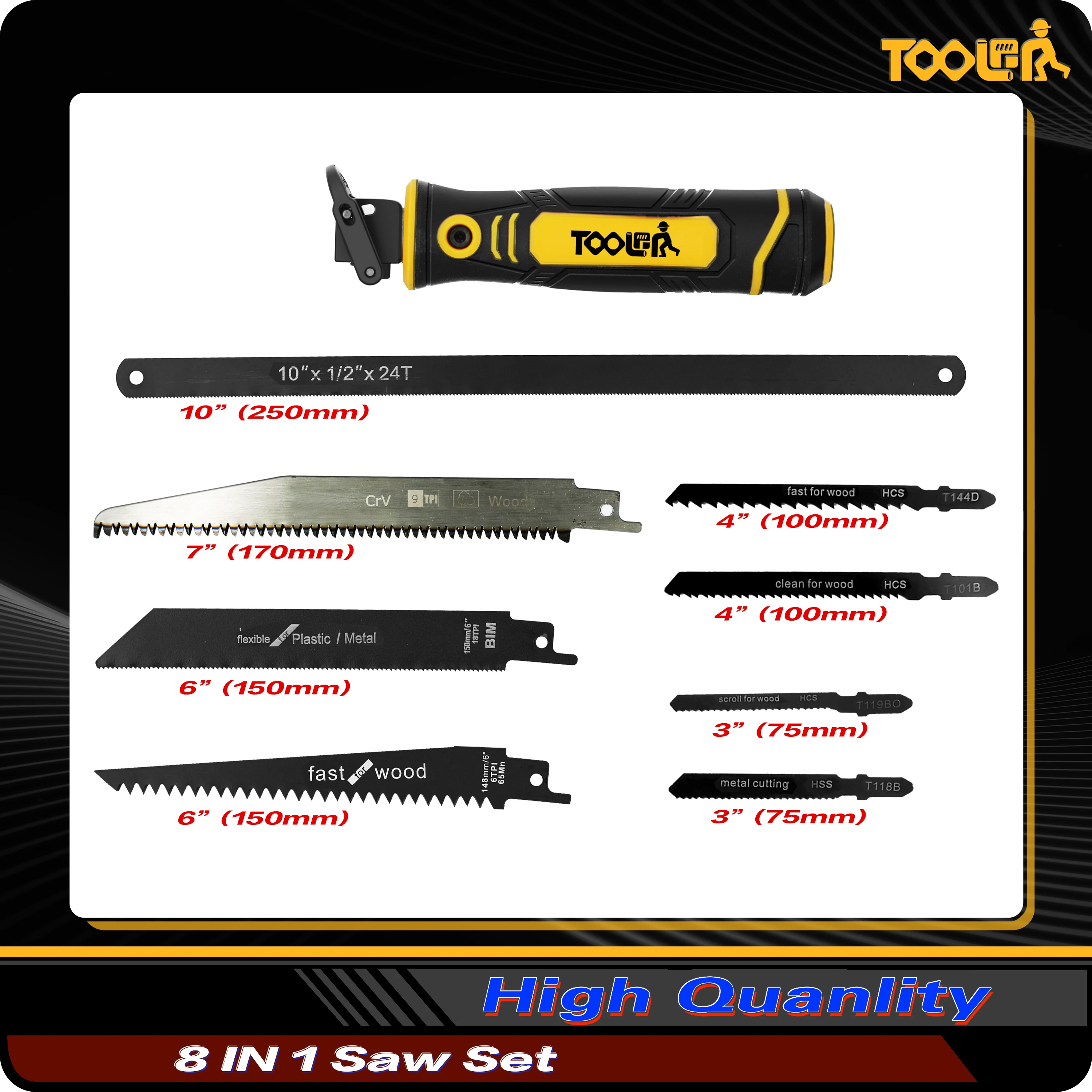 Universal Hacksaw With 3 Different Blades For Cutting