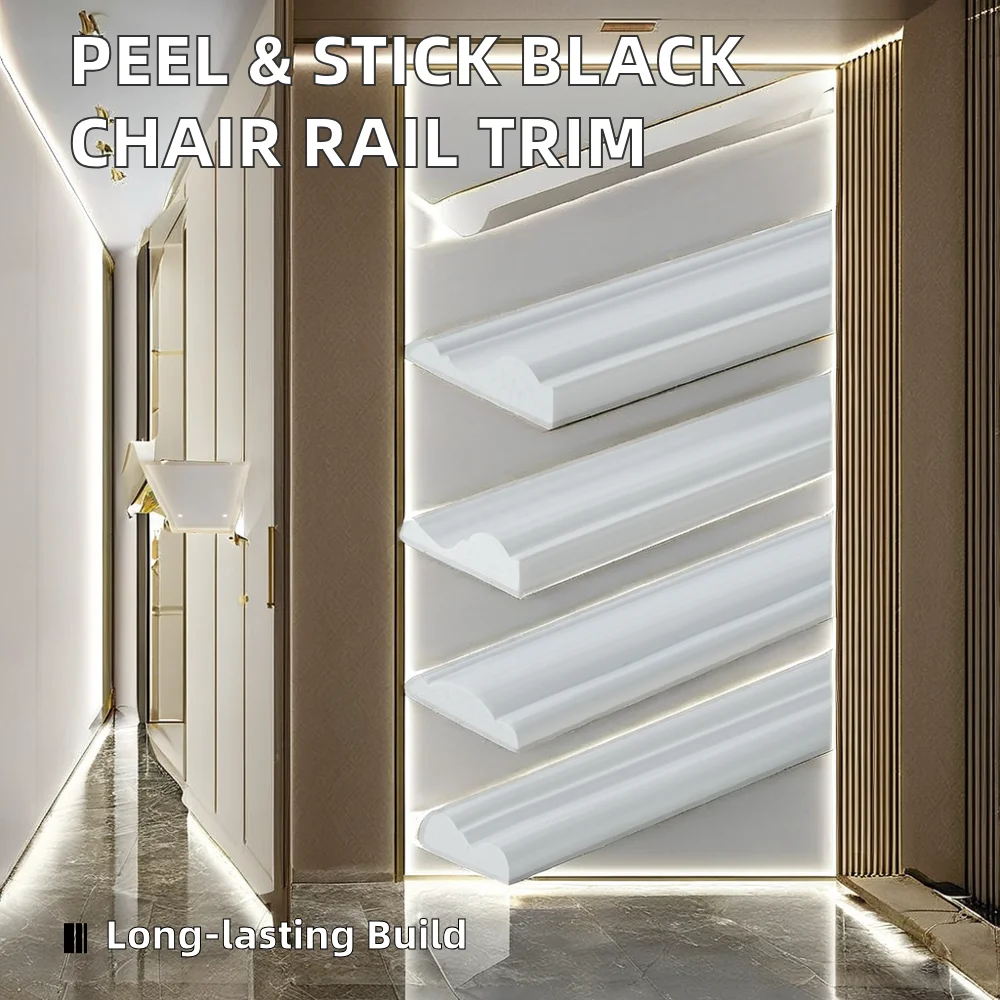 Flexible PVC Chair Rail Panel Molding - Black Wall Protection