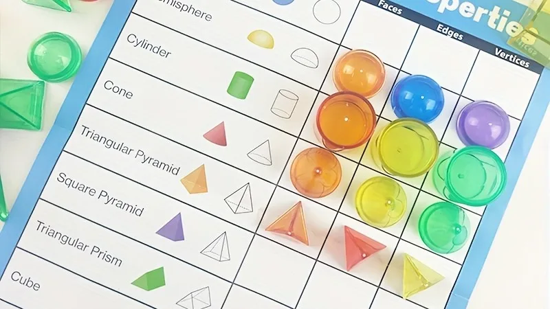 60 Pcs 3d Shapes Geometric Solids Kid Light Table Manipulatives ...