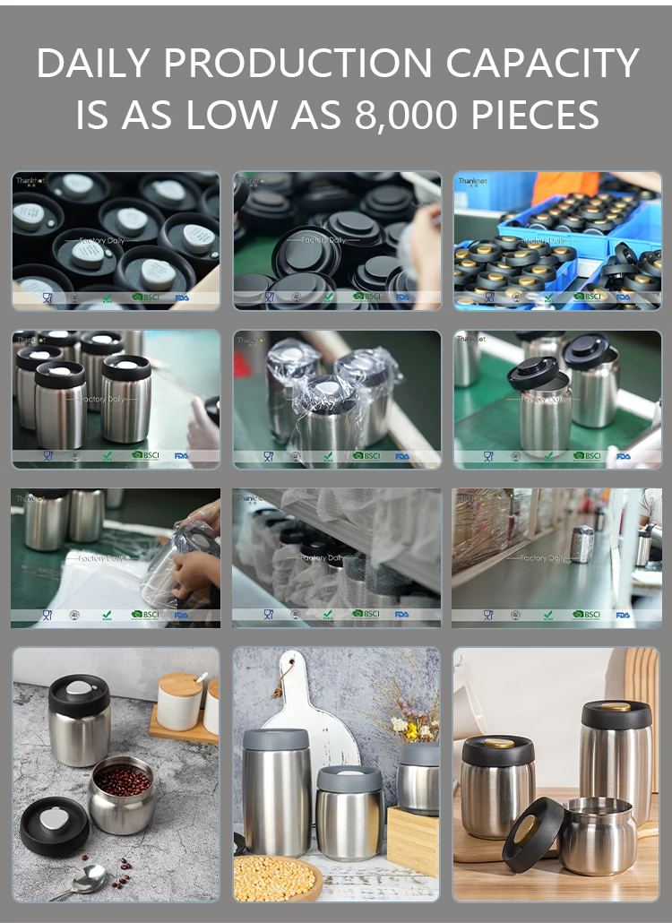 Stainless steel sealed coffee can with vacuum sealed carbon dioxide ...