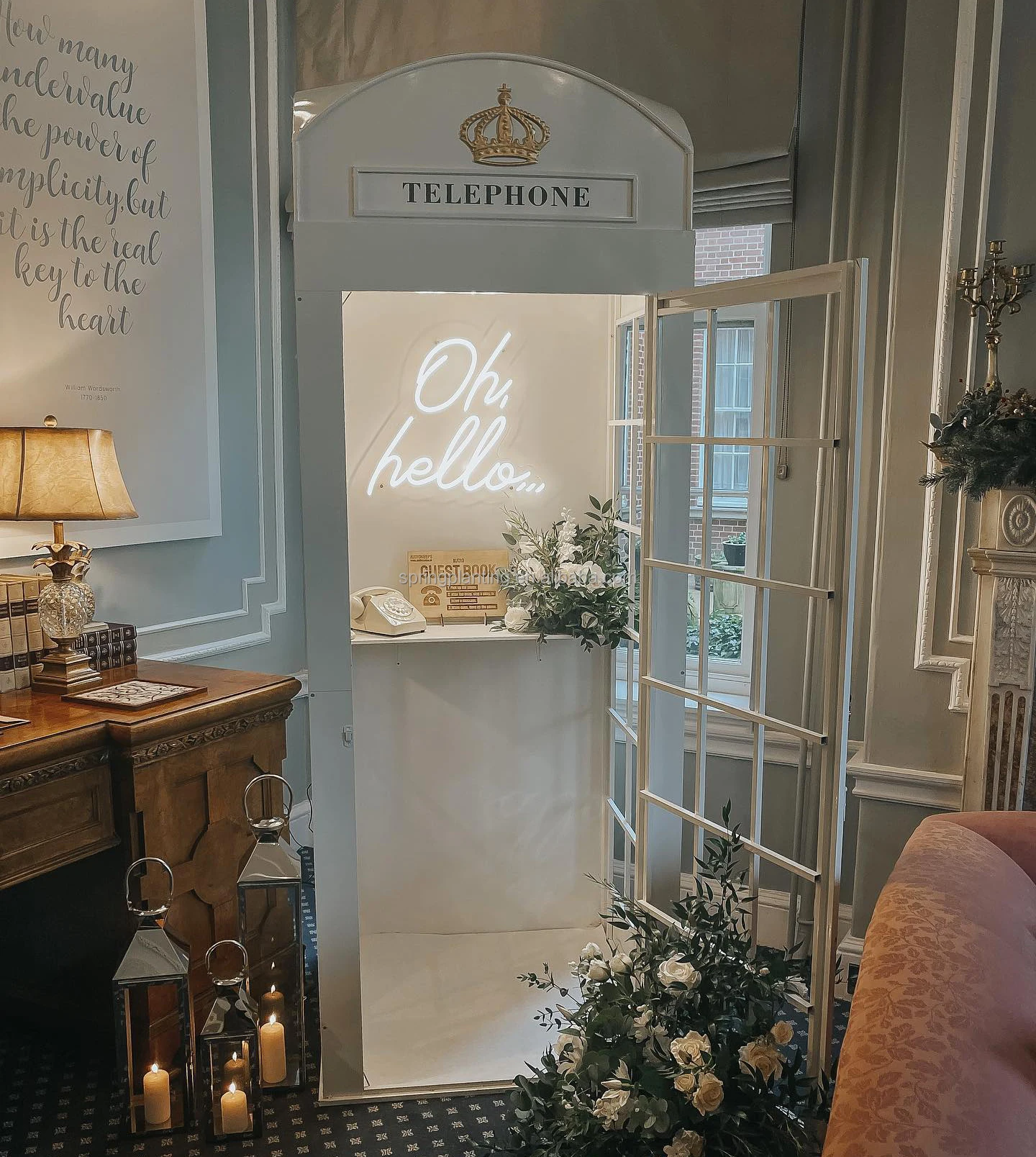 White Phone Booth for Wedding Decor Handmade Iron Crafts Hotel Mall ...