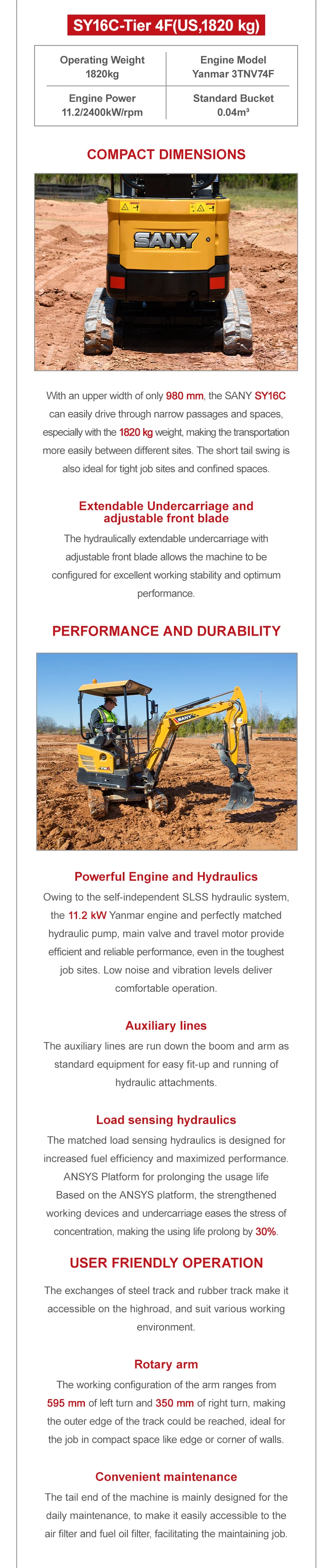 SANY Operate Smoothly and Efficiently SY35U Crawler Original Engine ...