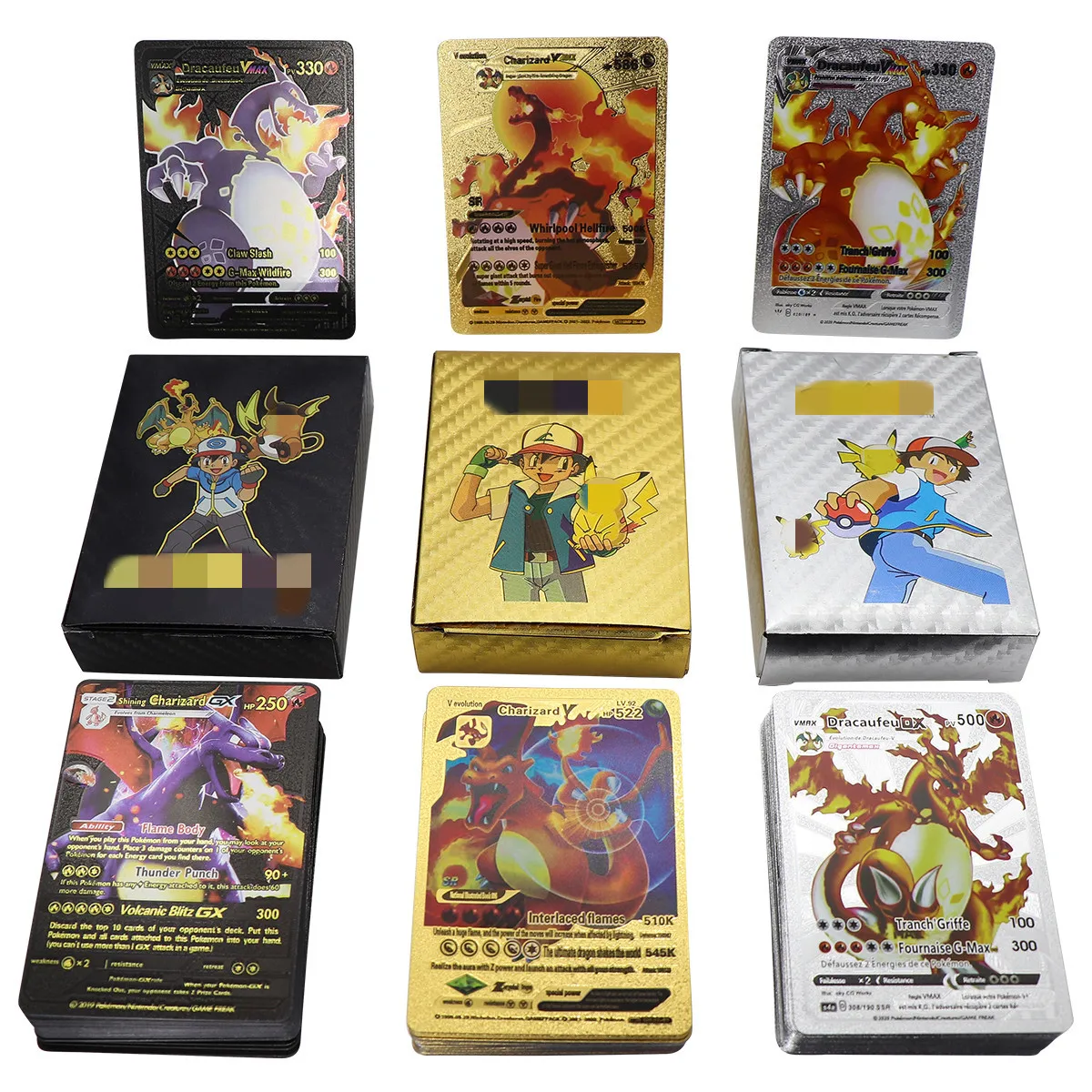 Charizard Blastoise Venusaur Gold Metal Poke Mon Cards 1st First ...