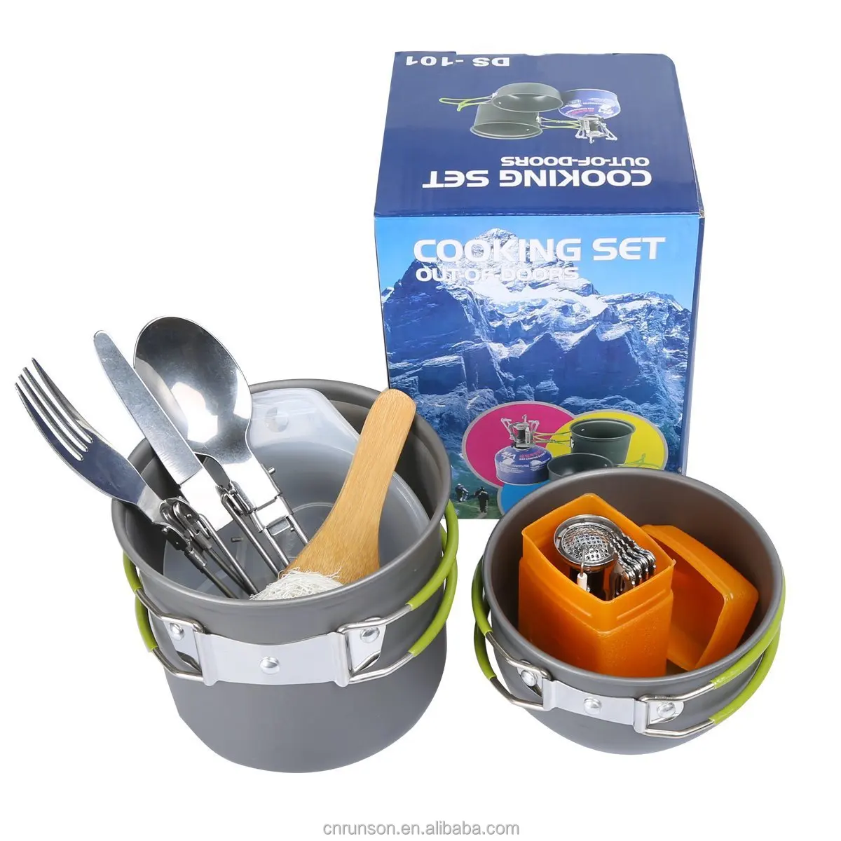 Portable Outdoor Kitchen Utensils Set Camping Hiking Alumina Cooking ...