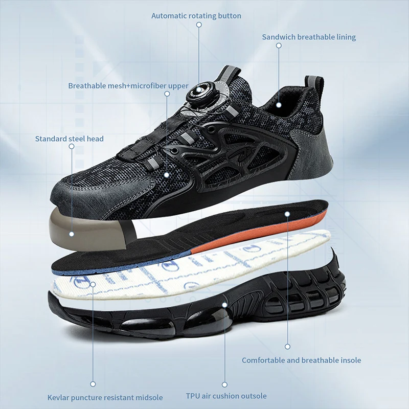 Unisex Safety Shoes Indestructible Steel Toe Sneakers Sefty Shoes Man ...