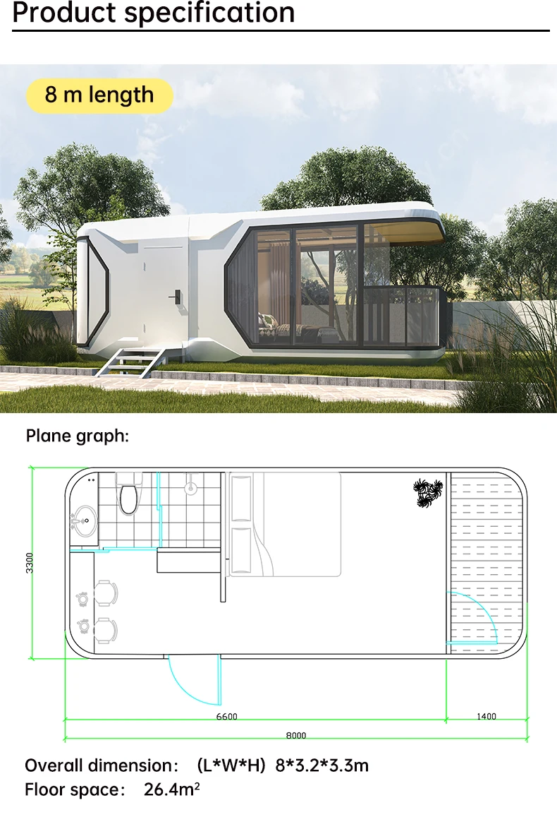 Prefab House Space Capsule Bed Cabin Hotel Container Home Sleep Pod ...
