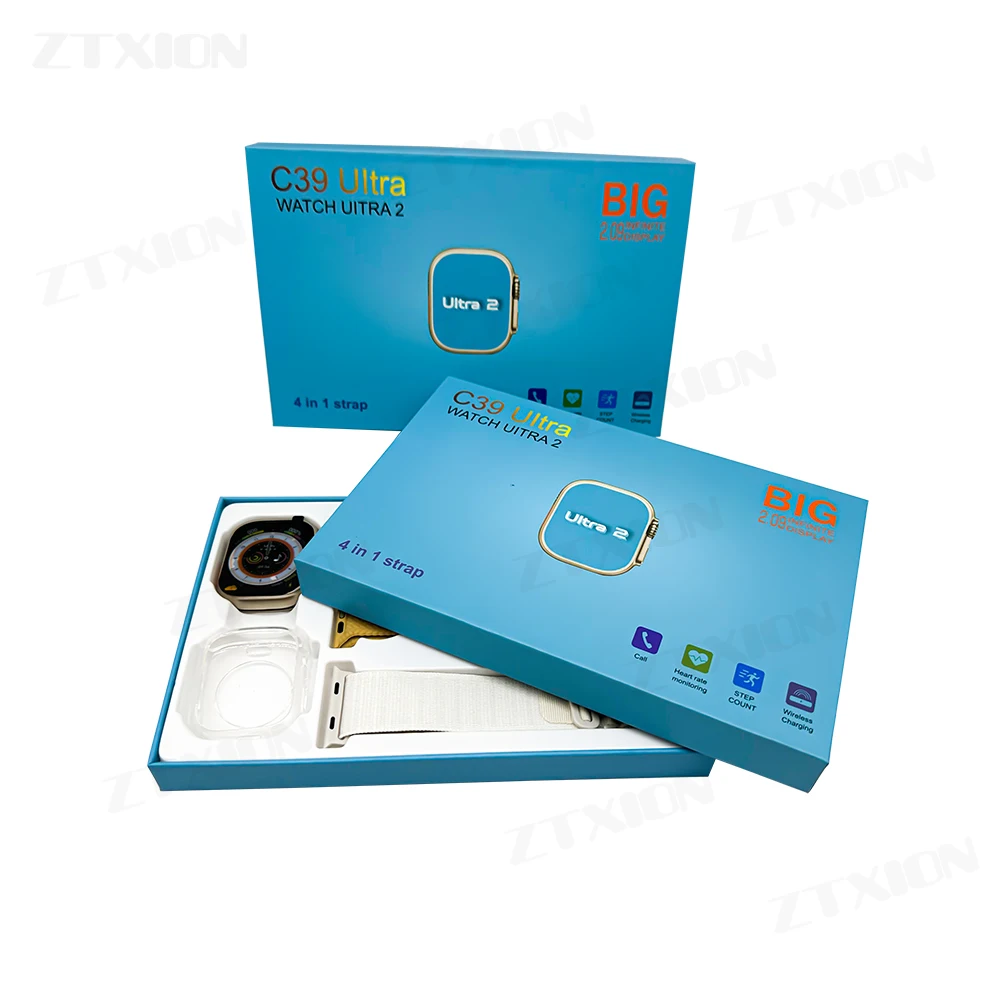 2024 New 4 In 1 Ultra Smart Watch 3 Straps 2.01 Hd Large Screen ...