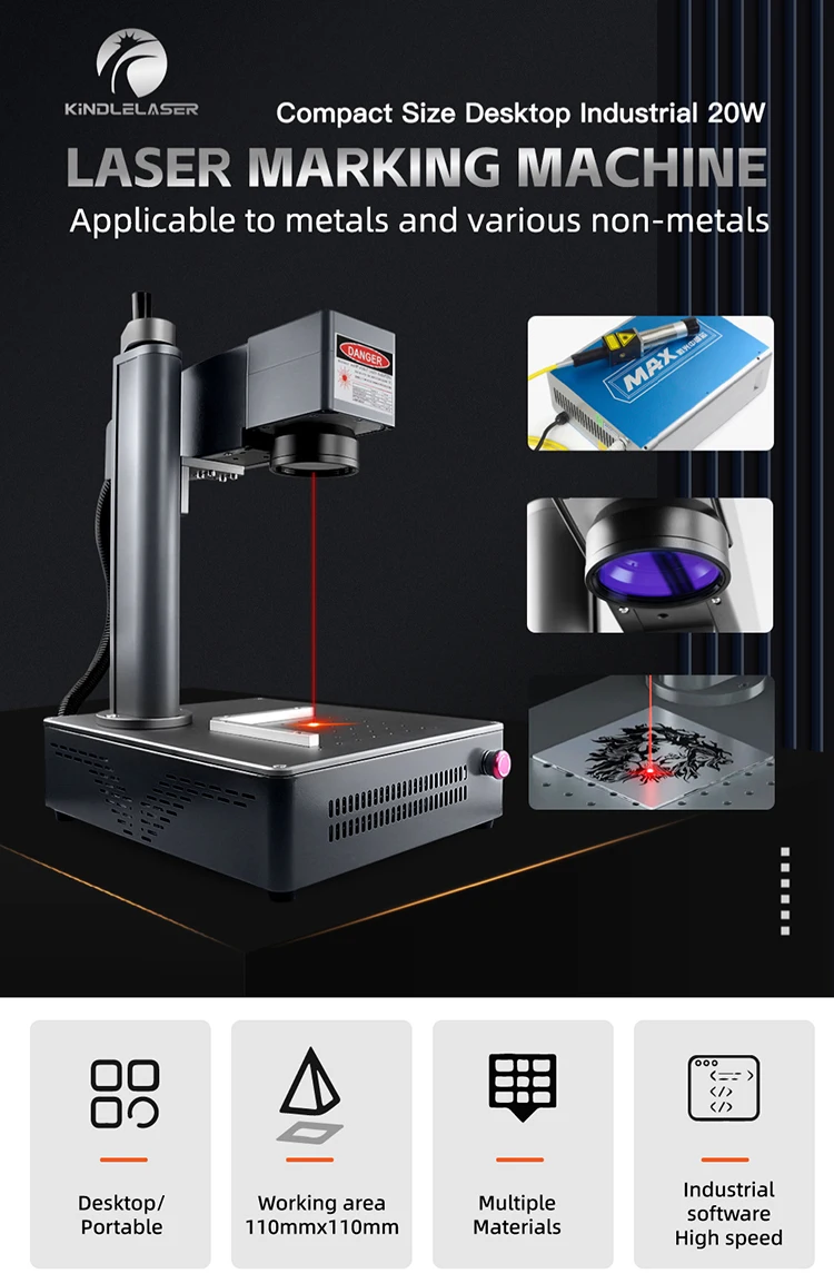 KL 20w Small Desktop Portable Fiber Laser Engraving Machine Metal Fiber ...