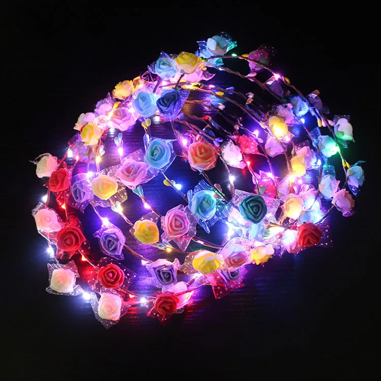Led Flower Crown Headband Light Up Fairy Flower Hair Jewelry Multicolor ...