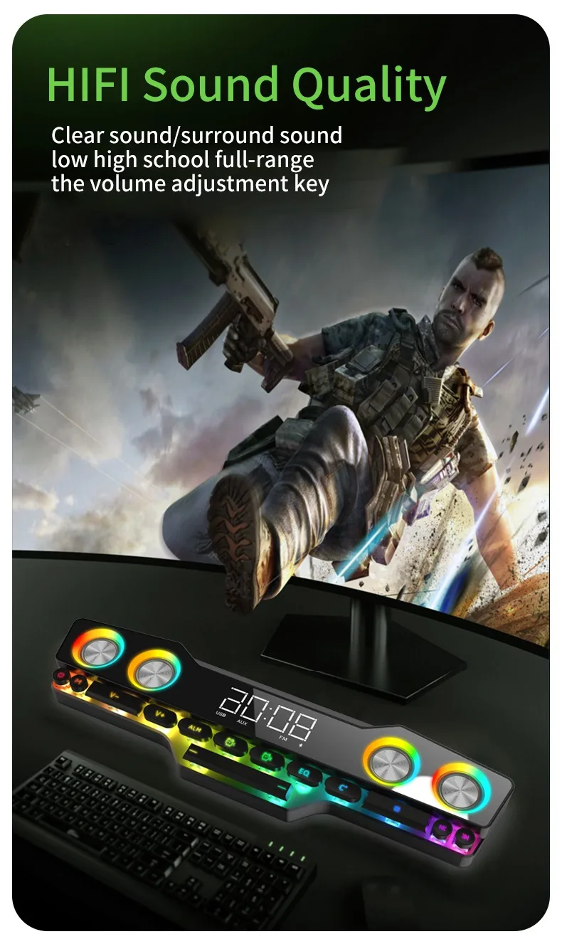 New Design Wireless Computer Gaming Speakers Rgb Hifi Surround Sound ...