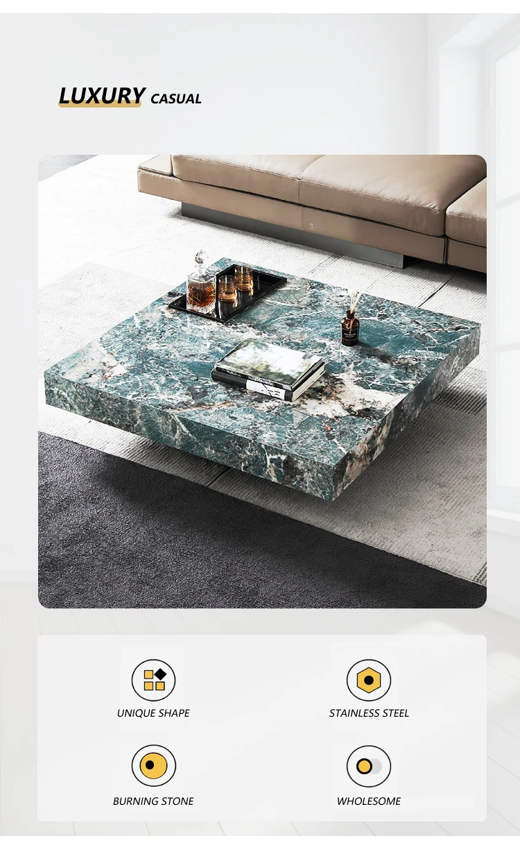 Luxury Marble Top Big Coffee Table - Modern Nordic Style