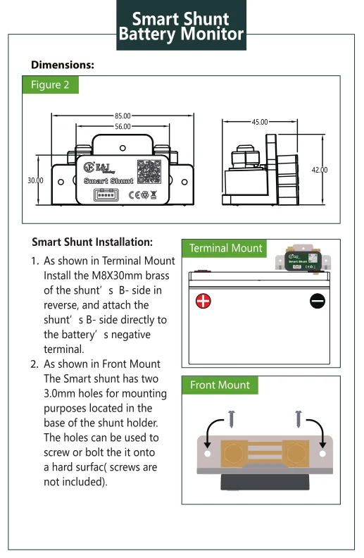 E&J Smart Shunt Battery Monitor 500A with History Data Record