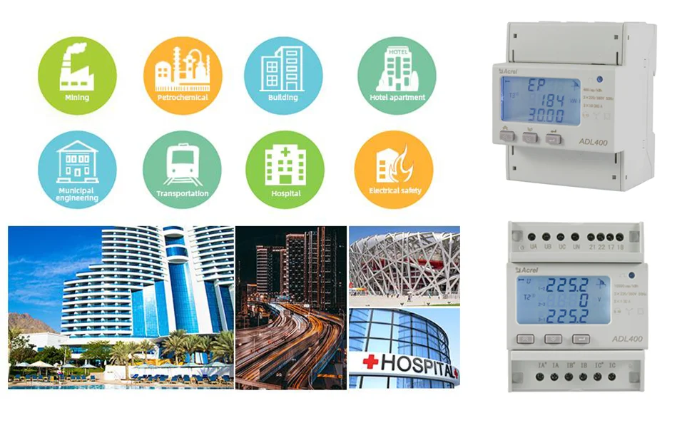 Acrel ADL400 Three Phase Energy Meter Din Rail for Power Consumption ...