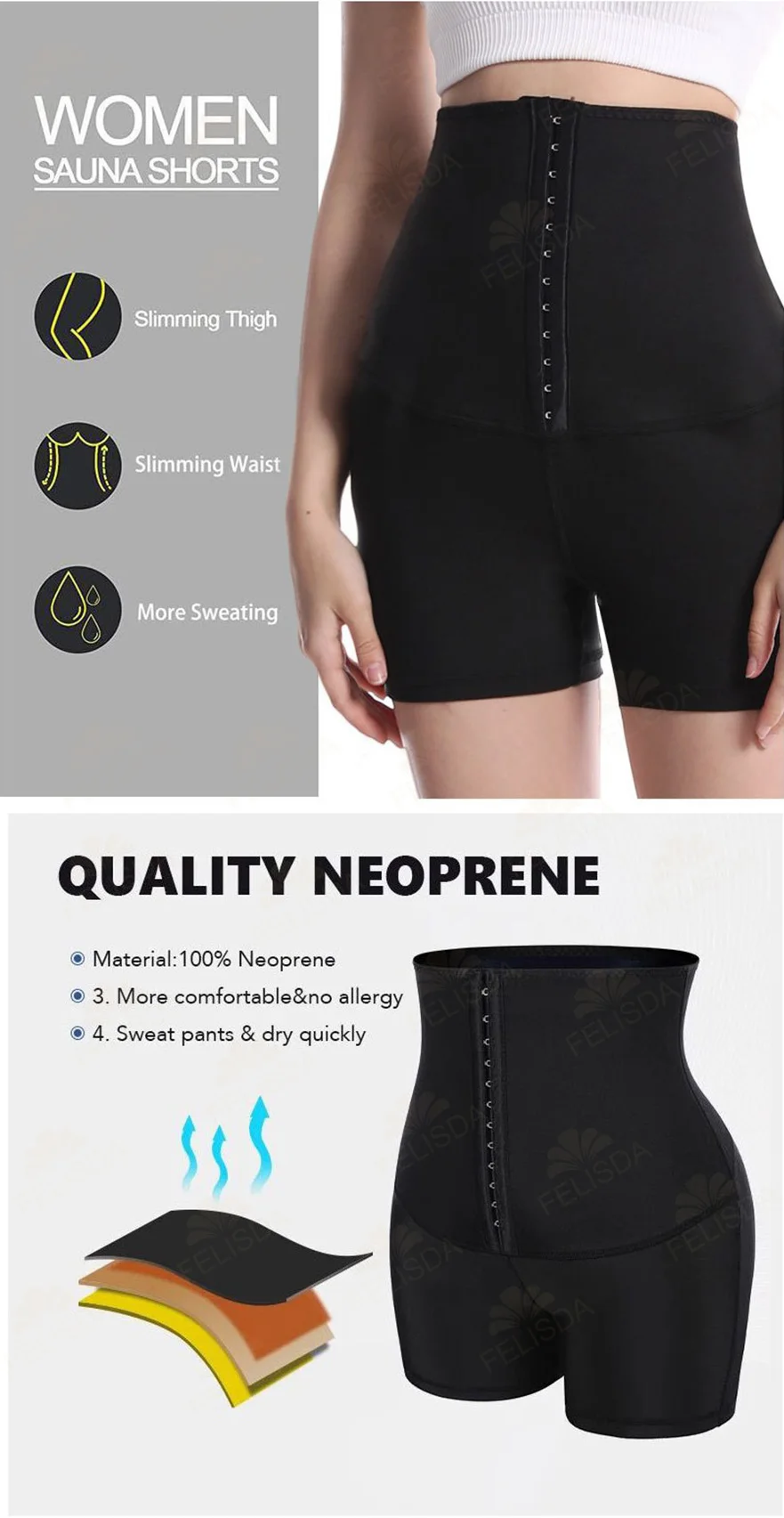 Sweat Sauna Pants Body Shaper Slimming Pants High Waist Trainer Tummy ...