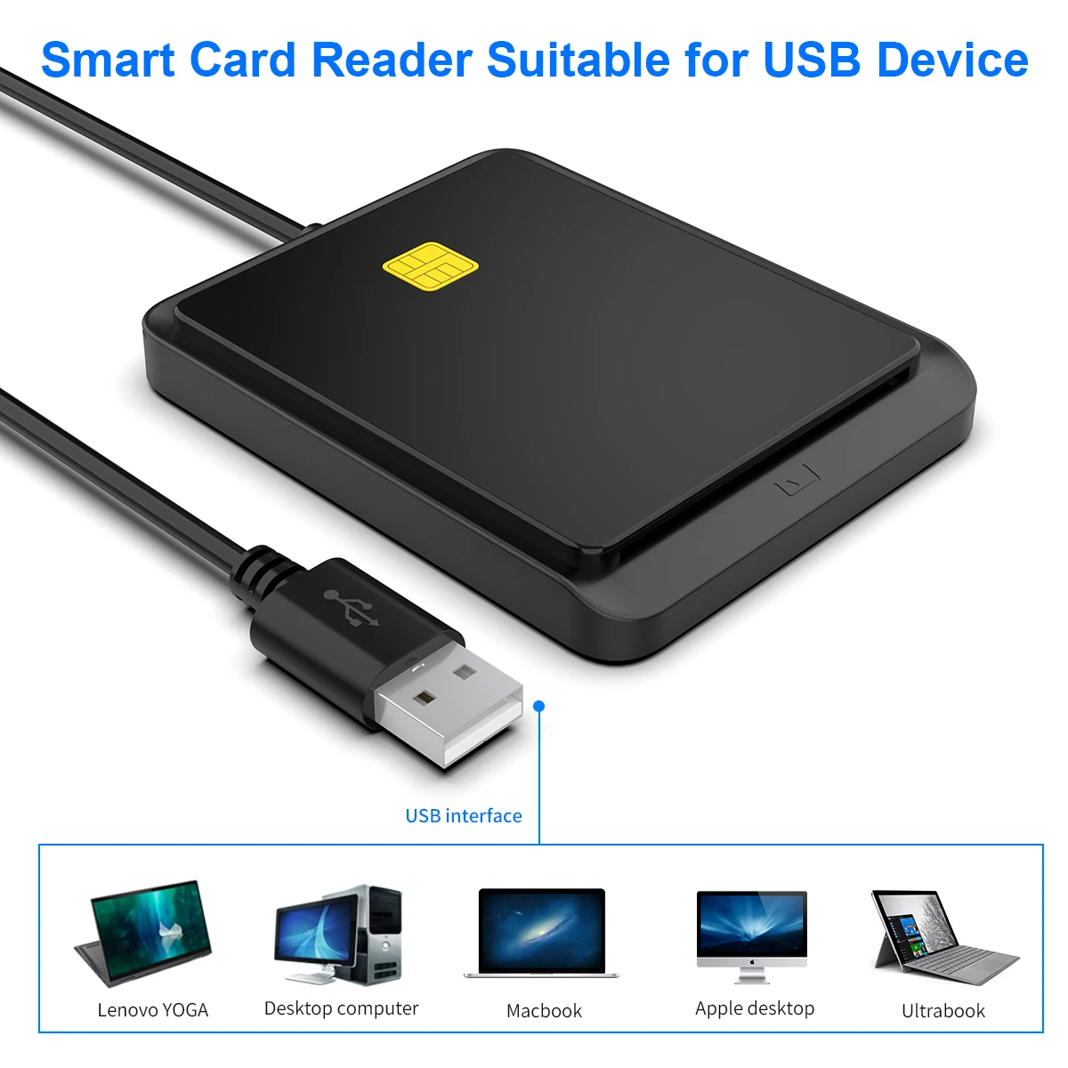 Rocketek Usb 2.0 Smart Card Reader Cac Id Bank Sim Card Cloner ...
