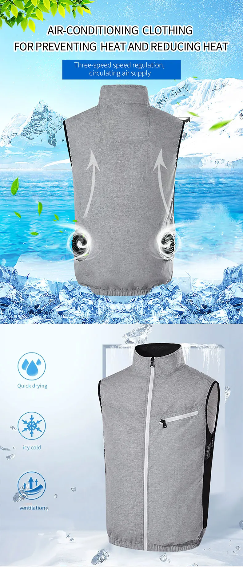 Two Big Fans Rapid Evaporative Cooled Vest Air Cooling Jacket For ...