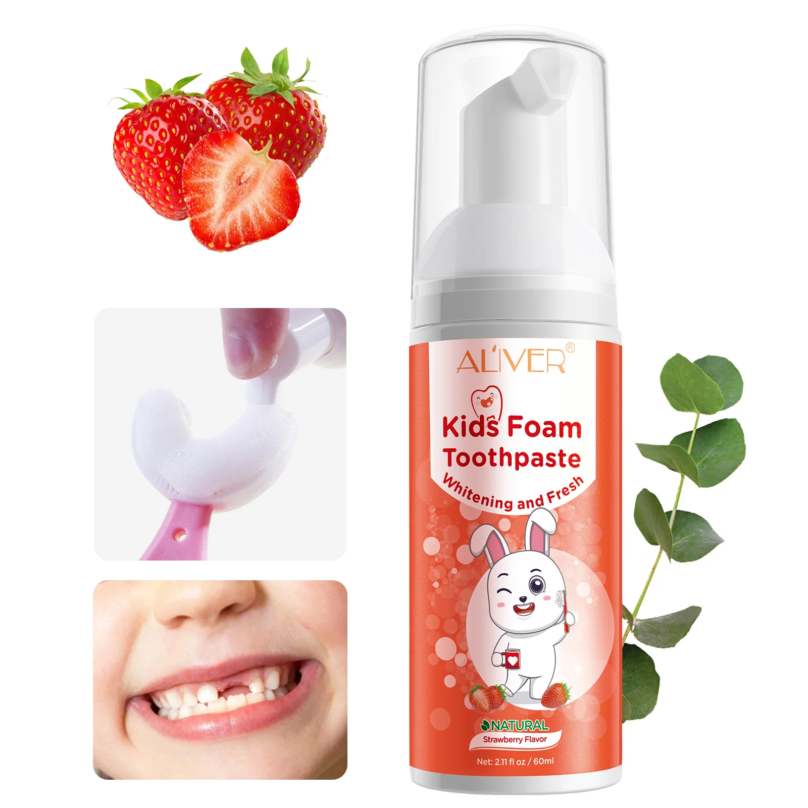 Aliver Strawberry Orange Peach Flavors Gently Deep Cleaning Kids ...