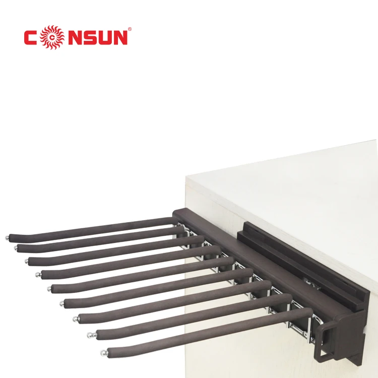 Wardrobe Side Mounted Pull Out Trousers Rack with Damping Slide ...