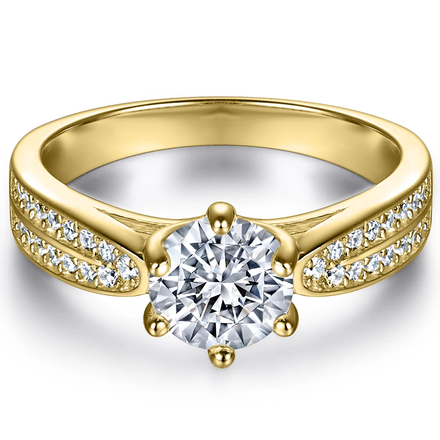 Wholesale High Quality Gold Rings Women 18k Real Gold Round Cut Diamond ...
