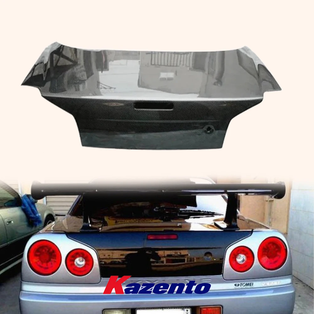 For Nissan Skyline R34 GTR GTT OE Style Carbon Trunk Boot Lid (with key ...