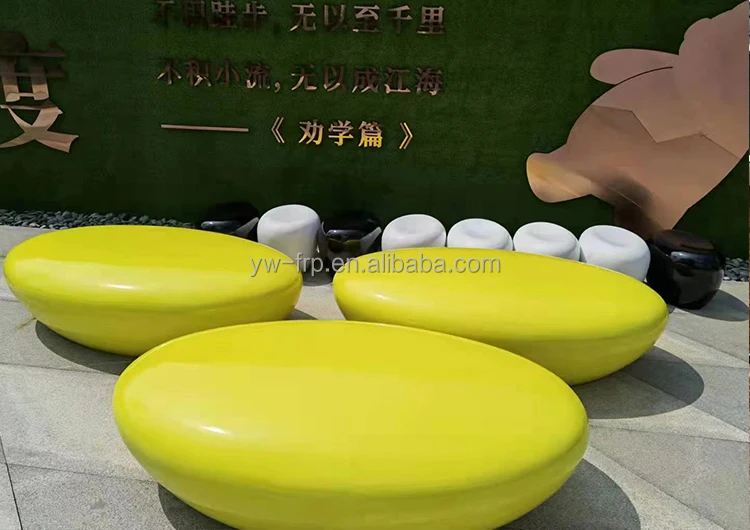 Modern Design Outdoor Leisure Bench Fiberglass Decorative Pebble Style ...