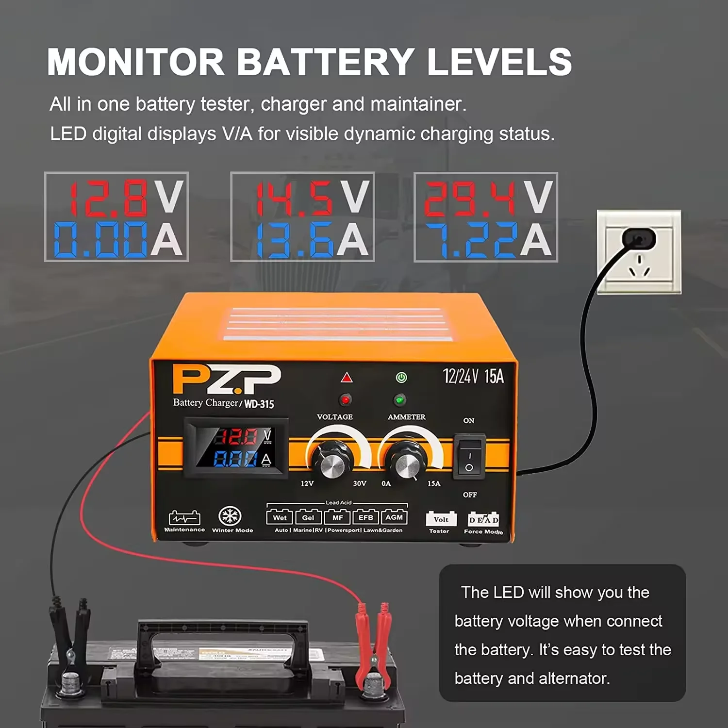 12V 24V 180W Car Battery Charger Fully Automatic High Frequency ...