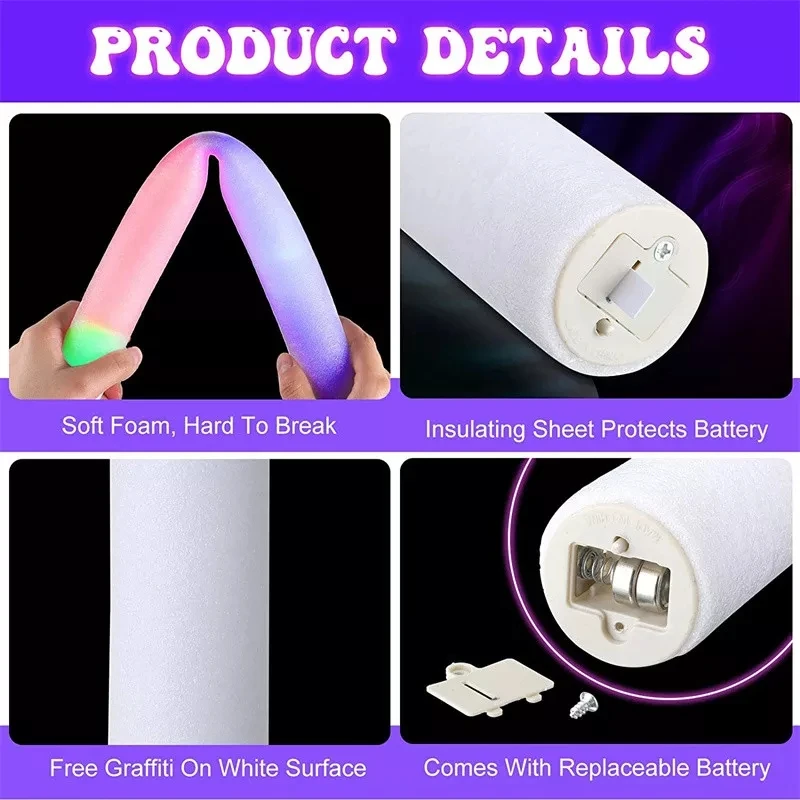 Wholesale Led Colorful Sponge Glow Stick Customizable Logo For Concert ...