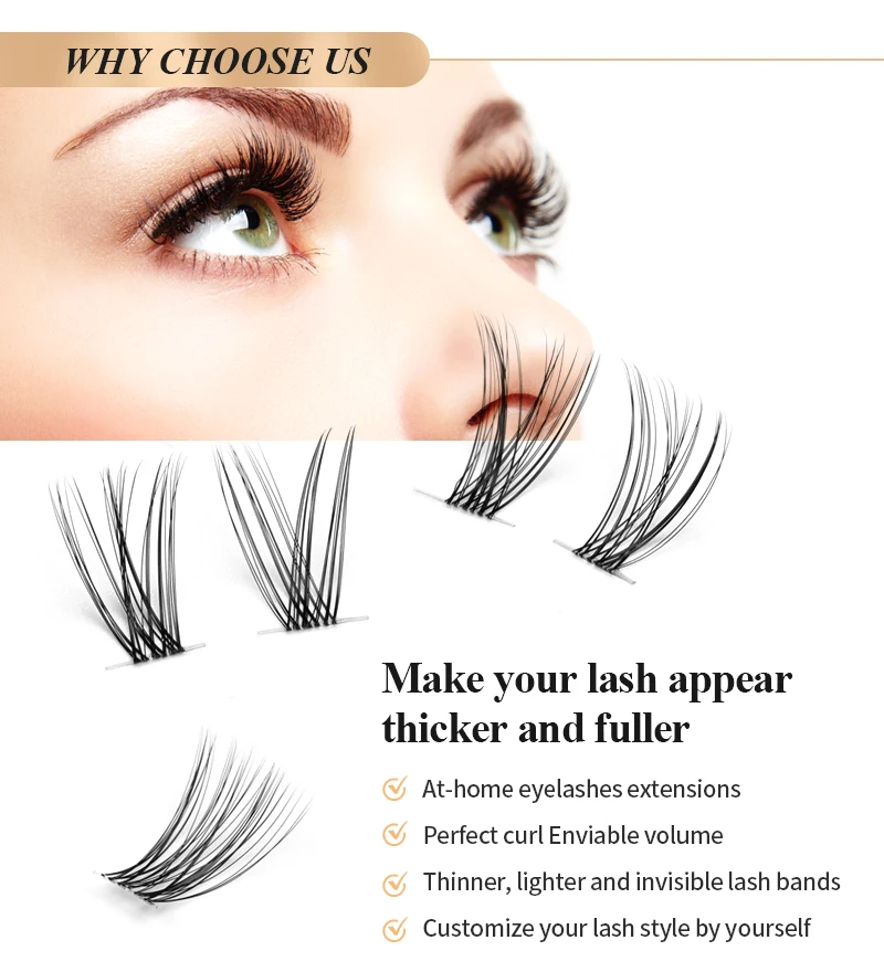 Factory Handmade Self Adhesive Diy Lashes Superfine Band Pre Cut Press ...