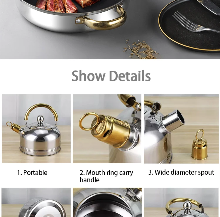Golden Handle 12pcs Non Stick Cookware Set Stainless Steel Quality ...