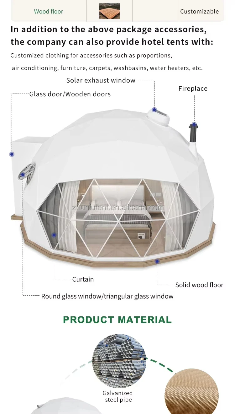 Custom Glamping Geodesic Dome House Prefab Half Sphere Domes Pvc ...