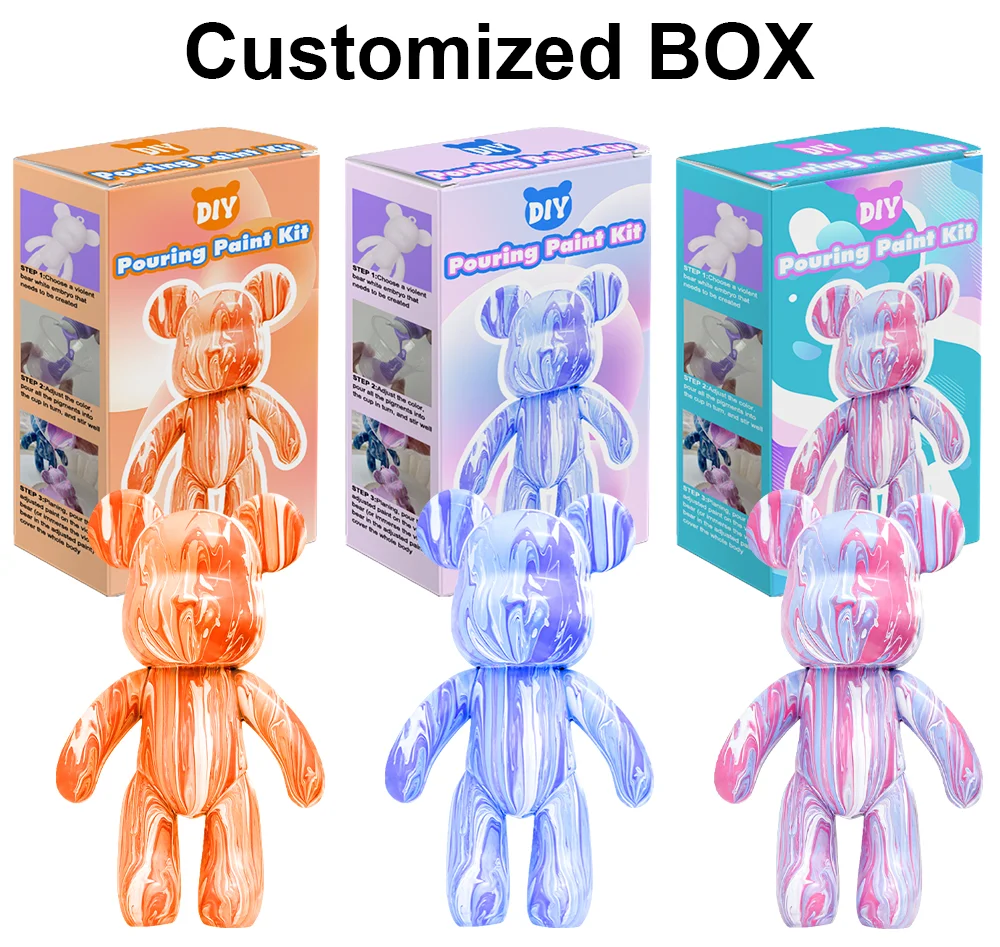 KHY Cute DIY Bear Painting Bearbrick 1000% White Figurine
