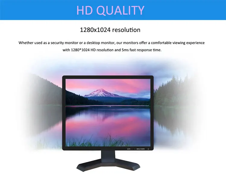 19 Inch Monitor Desktop Wall Mounted 16:9 Hdmi Vga Bnc Av Usb ...