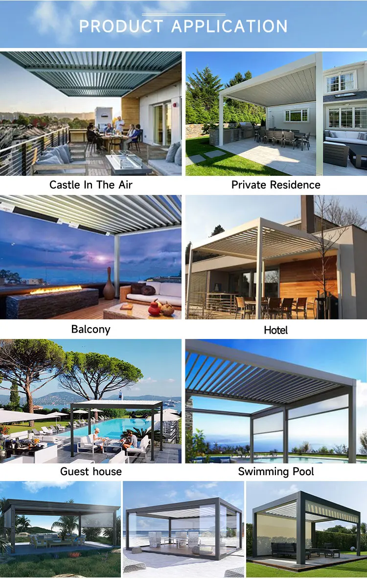 Motorized Garden Gazebo with Aluminium Louver Roof Pergola