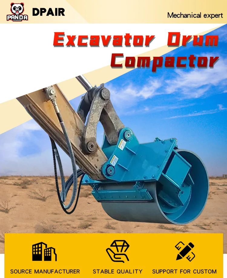 EXCAVATOR DRUM COMPACTOR - Heavy-Duty Piling & Slope Compaction