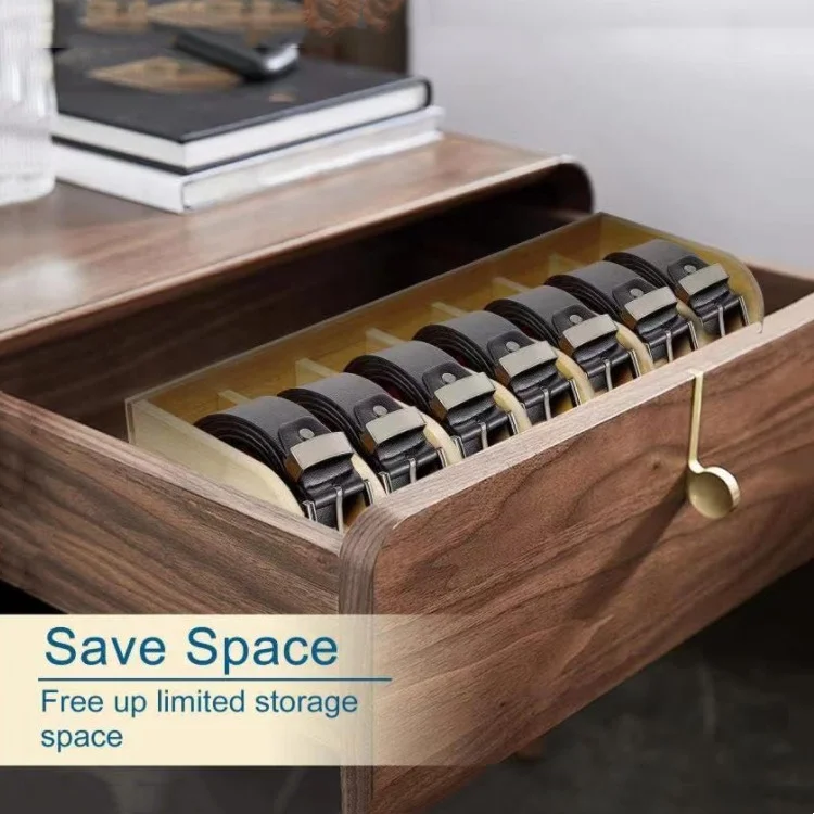 7 Compartments Belt Rack Belt Storage Organizer,Bamboo Belt Organizer ...