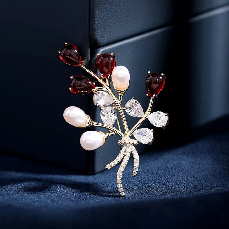 Roche OEM Broche Elegant Zirconia Bouquet Pearl Brooch| Alibaba.com
