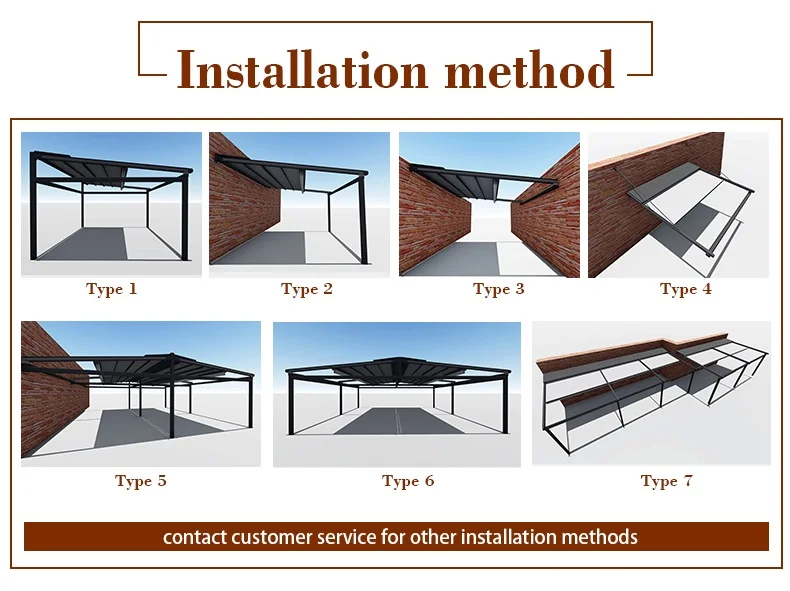 Outdoor Sunshade Remote Control Powder Coating Aluminium