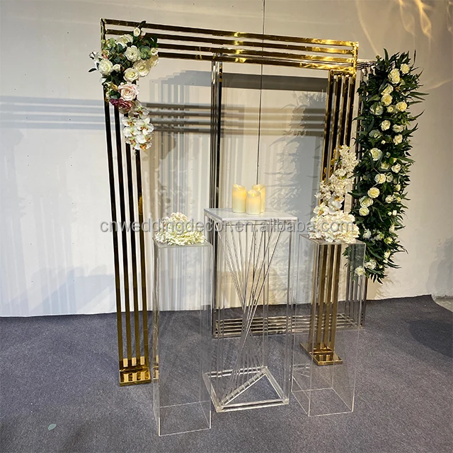 Luxury Golden Flower Stand Backdrop Stand Wedding Arch For Wedding ...