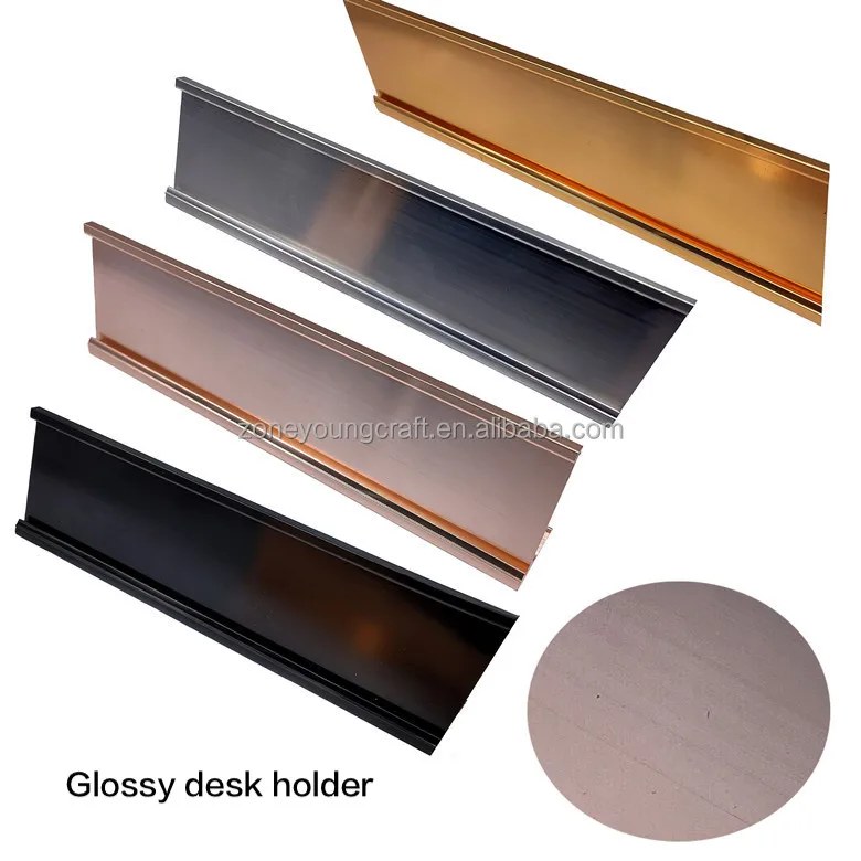 Customizable Metal Aluminum Desk Nameplate Holder 2''x8''