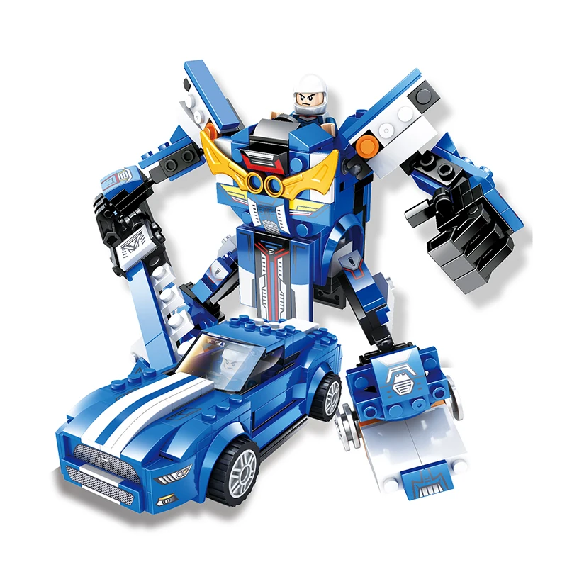 Mini Transforming Robot Car Educational Brick Toys 175pcs Diy Assembly ...