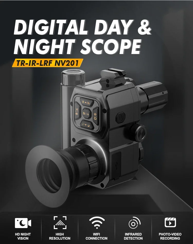 Ten Rings Digital Night Vision Clip-on Scope Laser Rangefinder Wifi ...