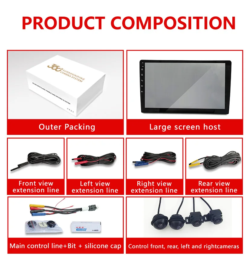 Car Dvd Player Built-In HD Android Navigation Dash Cam Front and 4 Rear ...