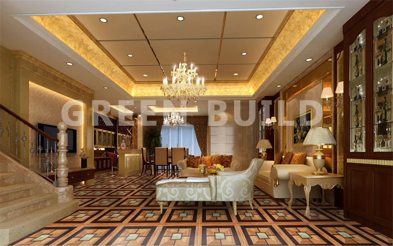 Modern European Design Interlocking Parquet Flooring Brass Inlay ...